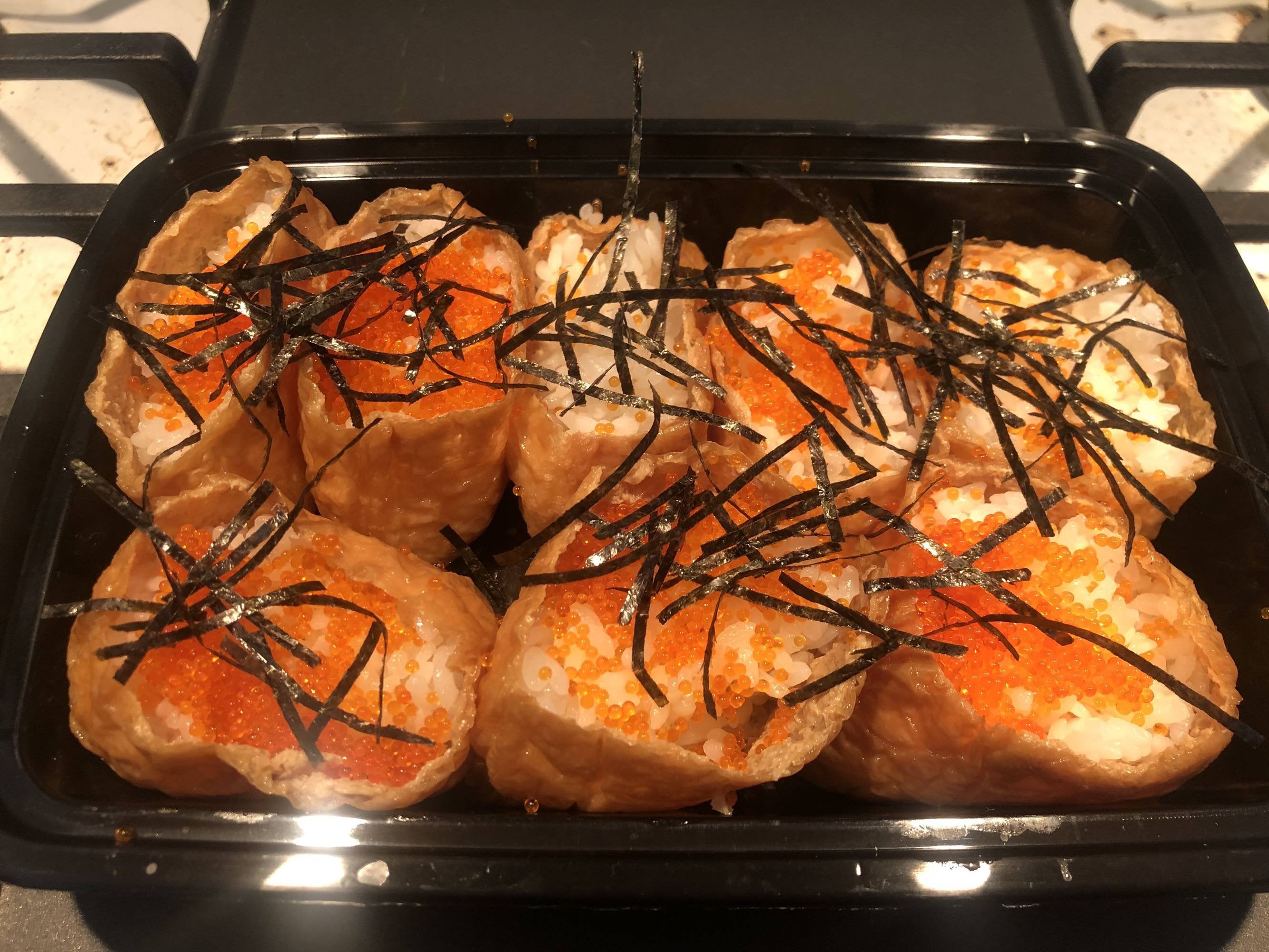First time making inari. Super easy! Left over Japanese short grain ...