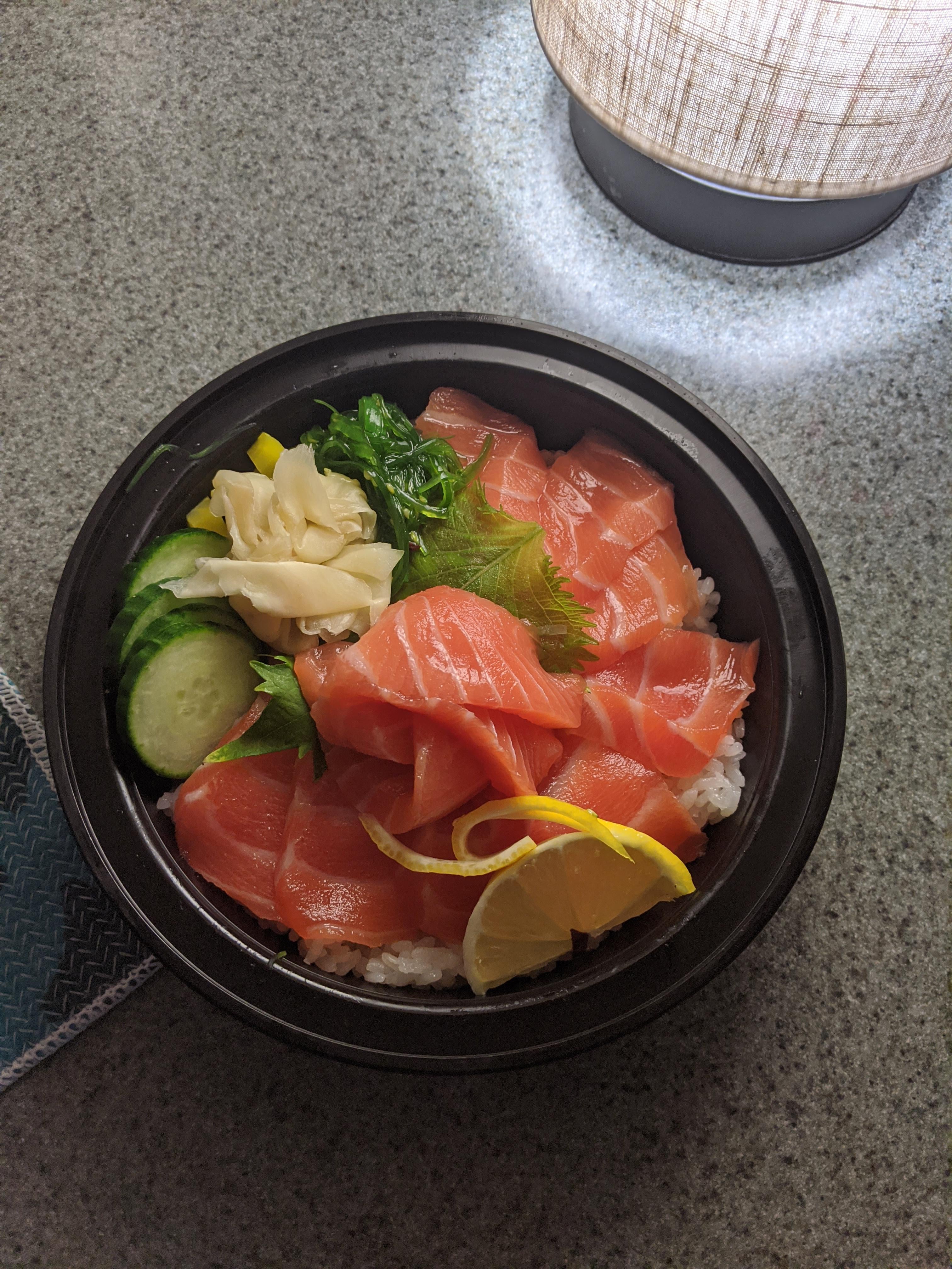 Dinner last night Sake(Salmon) Sashimi donburi - Alo Japan