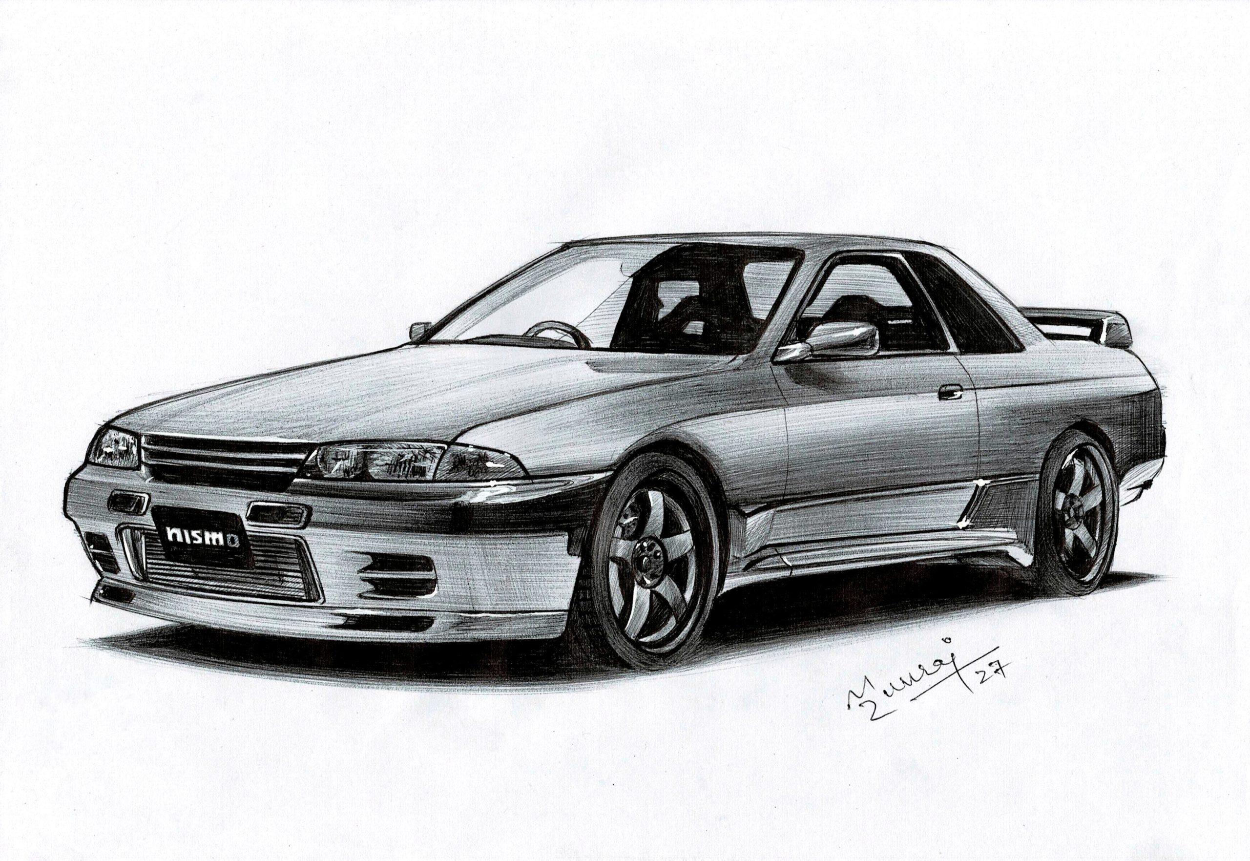 R32 Nissan Skyline GT-R sketch I did a while ago using only a ball ...