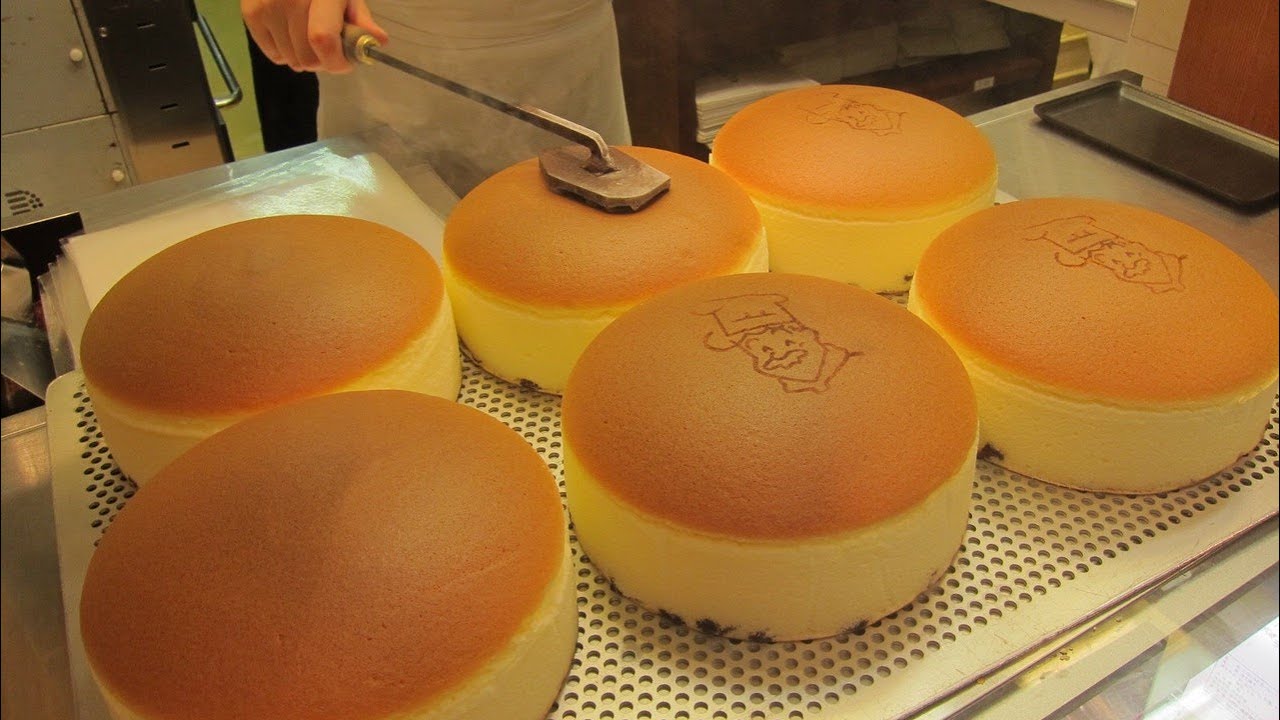 Famous JIGGLY CHEESECAKE at Rikuro's Cheese Cake in Osaka, Japan ...