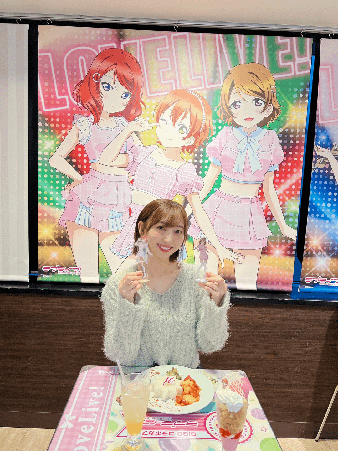Uchida Aya and Iida Riho at the『GiGO Collab Cafe - Love Live！～TV Anime ...