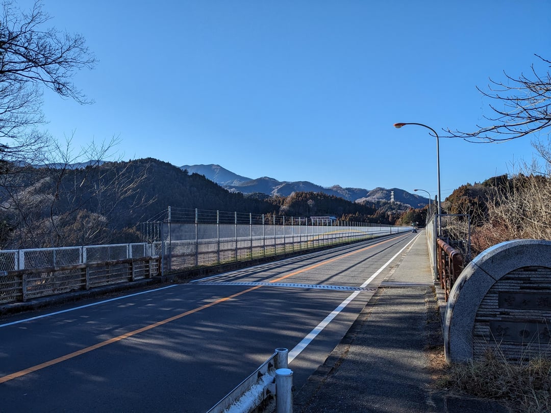 Niji-no-Ohashi Bridge over Lake Miyagase. It's a well known suicide location, hence the tall ...