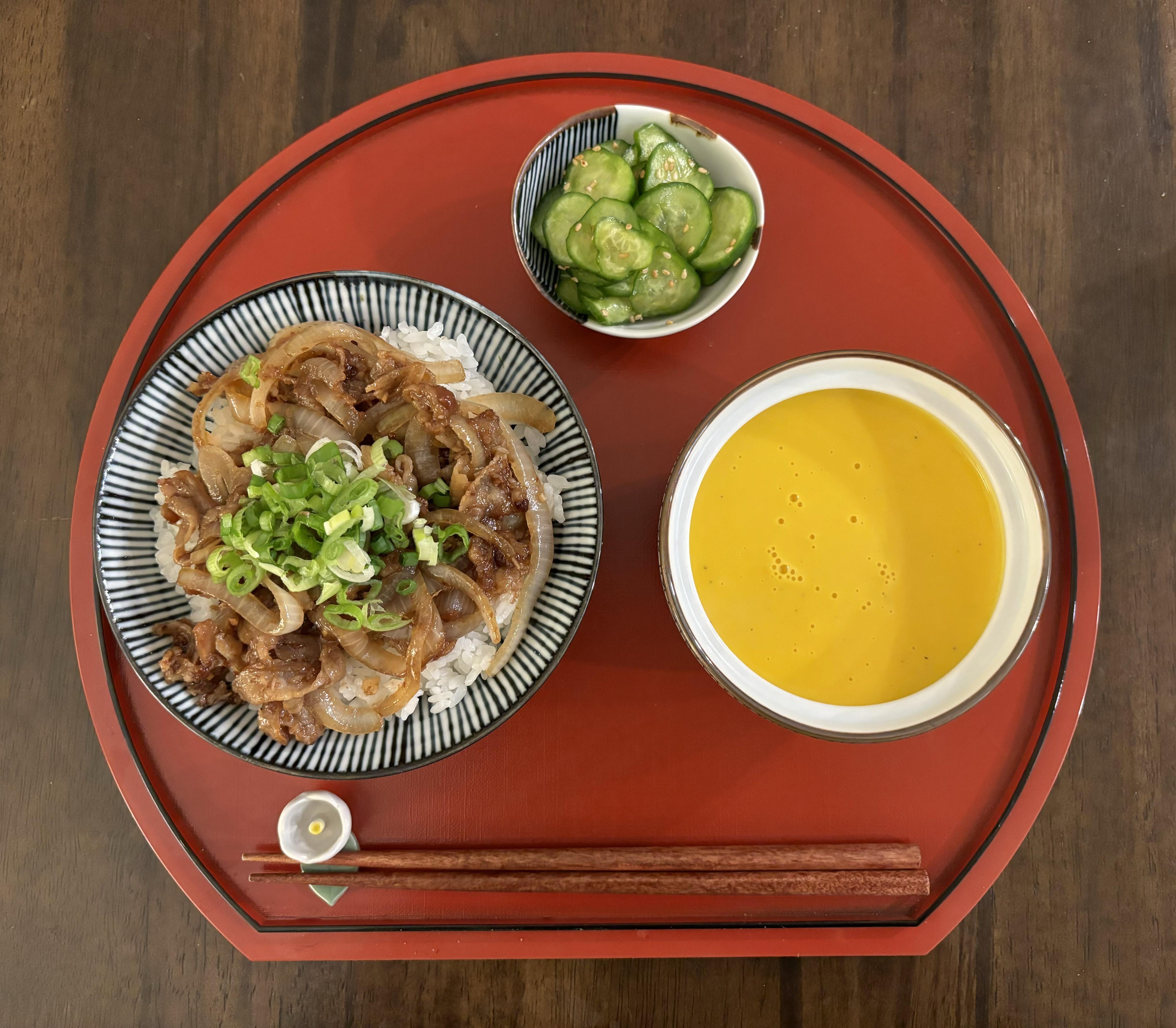 Butadon with quick pickles and kabocha soup - Alo Japan All About Japan