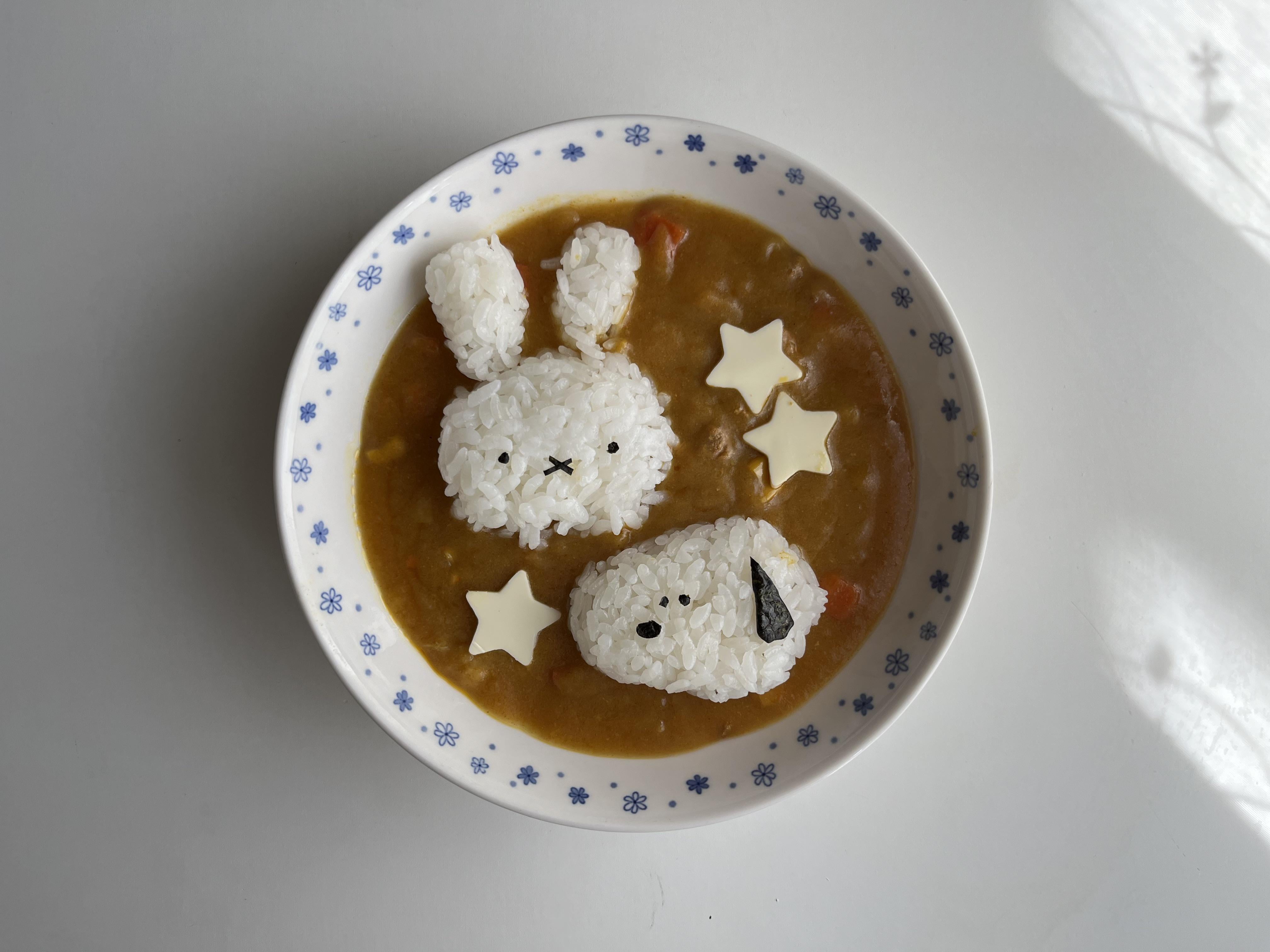 miffy and snoopy rice in japanese curry with star cheese - Alo Japan ...