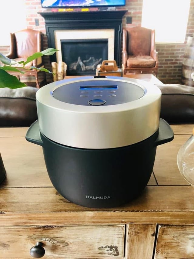 This is our Japanese Rice cooker. It is a Balmuda and it is made in ...